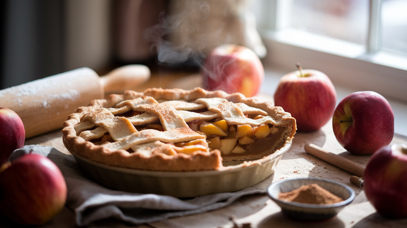 פאי תפוחים טבעוני בתנור עם קמח מלא וקינמון | נוטרי-מאיה